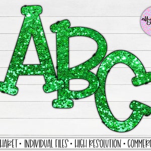 Green Glitter Sublimation Alphabet | Sublimation Letters | A-Z Upper ...