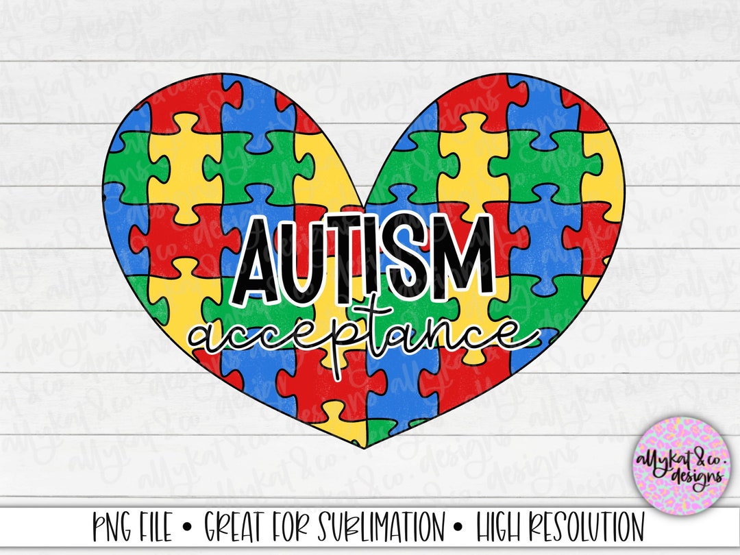 Autism Acceptance Puzzle Heart PNG: Special Needs Design (digital ...
