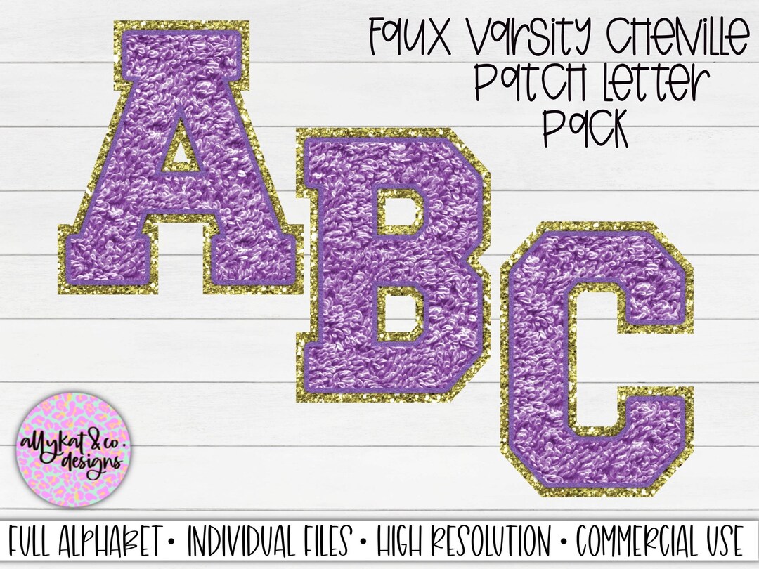 Faux Purple Chenille Patch PNG Files Varsity Letters PNG - Etsy