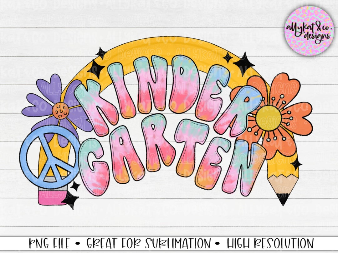 Kindergarten PNG: Groovy Retro Back to School Sublimation Design ...
