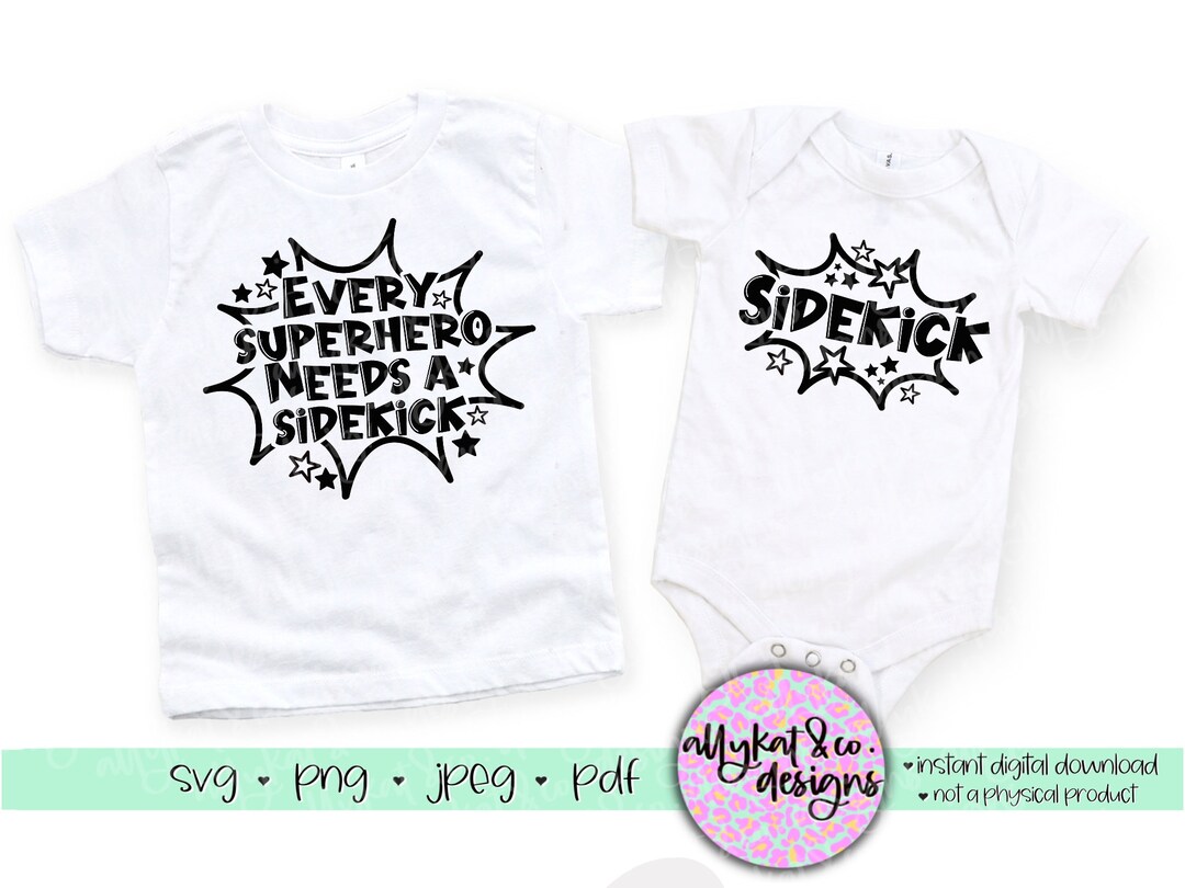 Superhero Brothers Shirts: Big Brother Sidekick Set (digital File) - Etsy