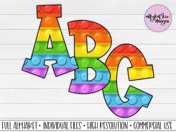 Pop It Fidget Toy Sublimation Alphabet Sublimation Letters - Etsy