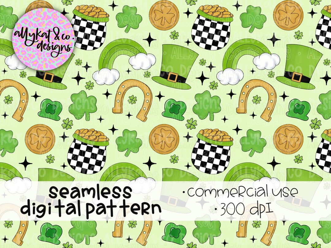 St. Patricks Day Seamless Pattern for Commercial Use, St. Pattys ...