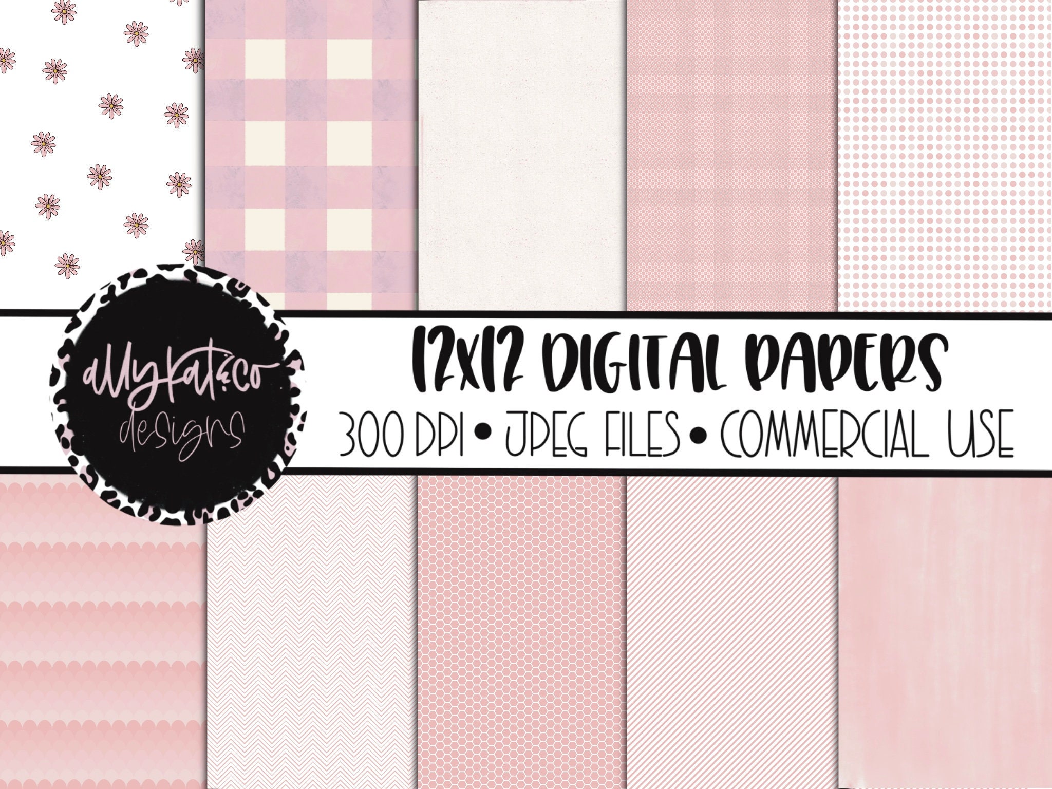 Its a Girl Digital Paper Pink Flower Plaid Paper Hand Drawn - Etsy