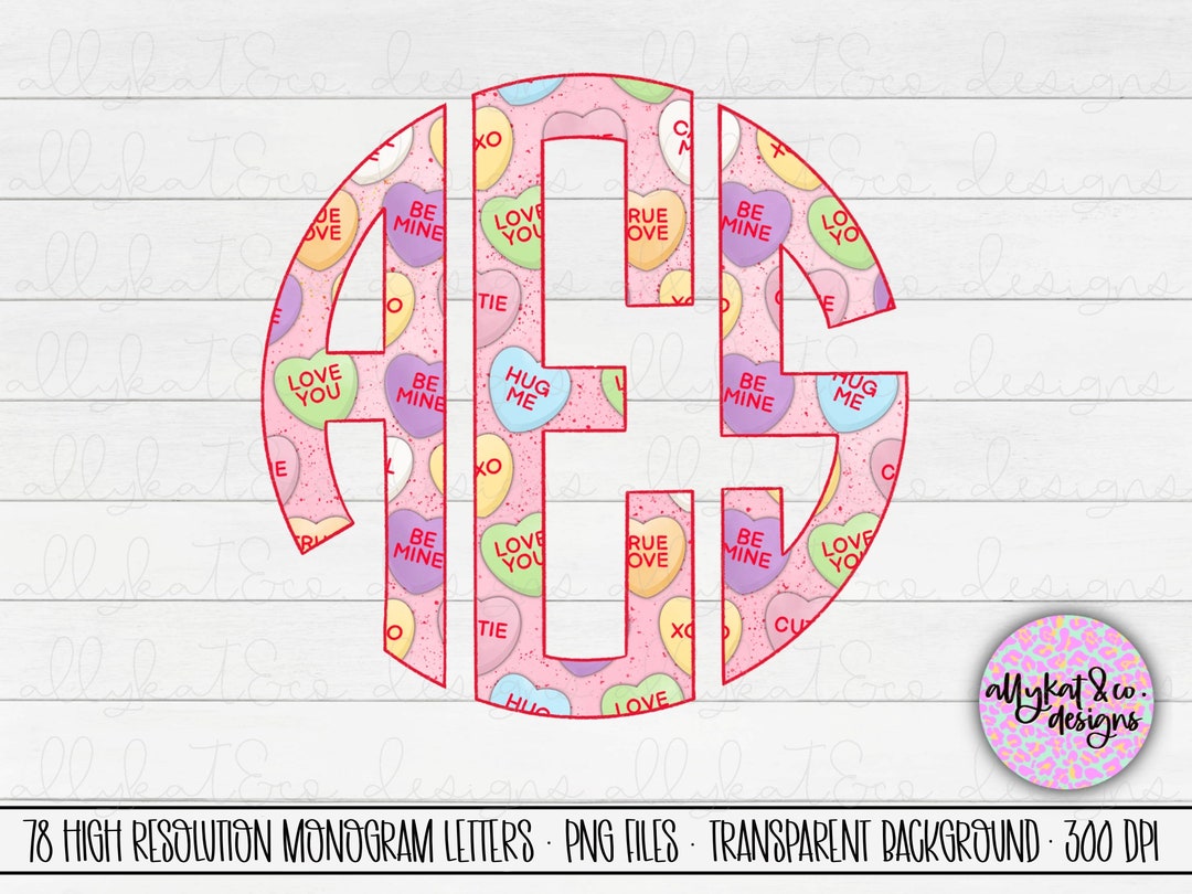 Conversation Hearts Monogram Letters: Valentine's Day PNG (digital ...