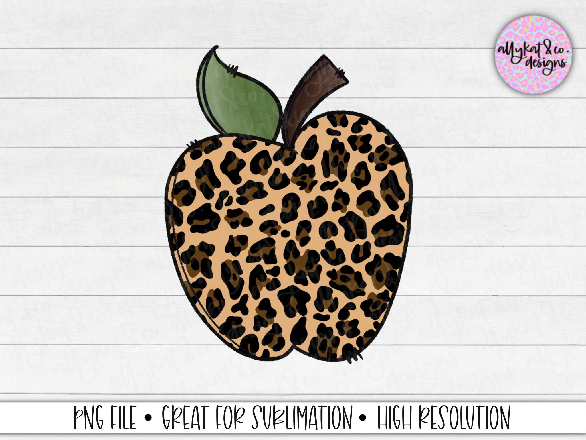 Leopard Apple PNG Back to School Sublimation Design Leopard - Etsy