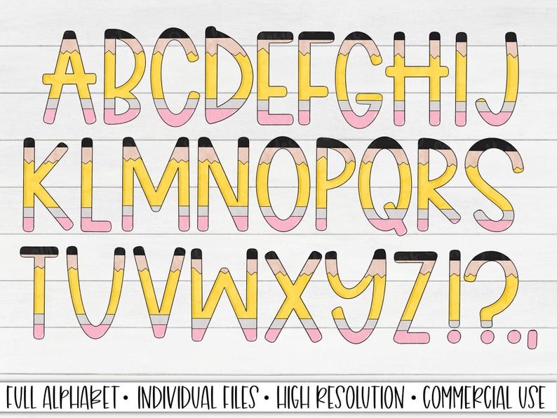 Pencil Doodle Letters Alphabet PNG Sublimation Letters A-Z - Etsy