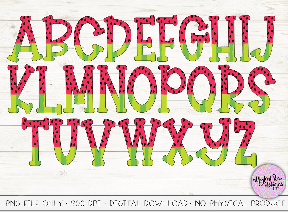 Watermelon Alphabet PNG: Sublimation Letters (digital Download) - Etsy