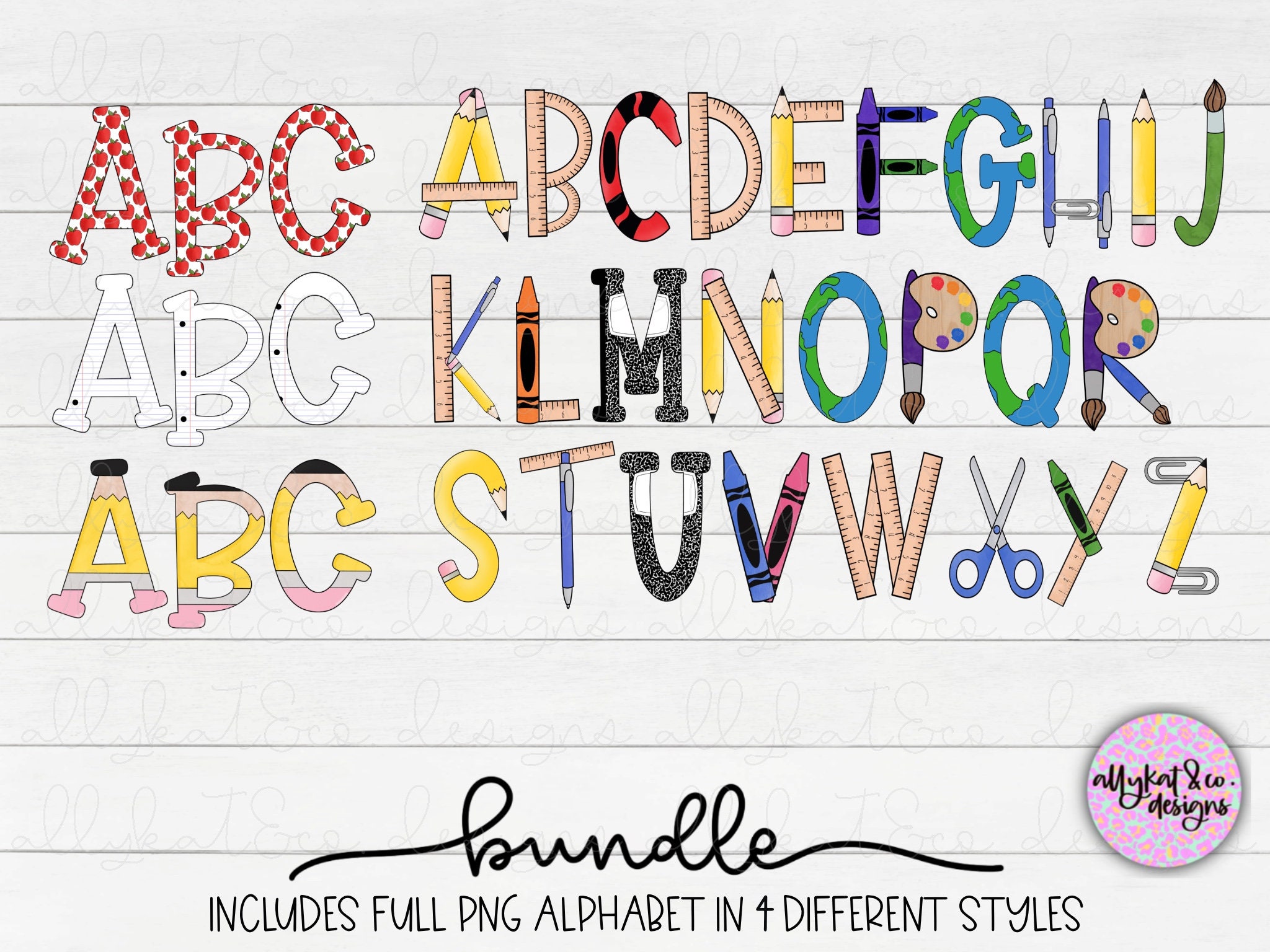 Back to School Doodle Alphabet: Sublimation PNG Bundle - Etsy