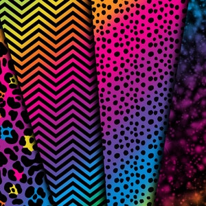 Retro Rainbow Pattern Digital Papers, Hand Drawn Patterns, Digital ...