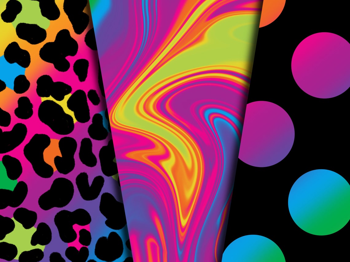 Retro Rainbow Digital Paper: 90's Hand-drawn Patterns (digital Download ...