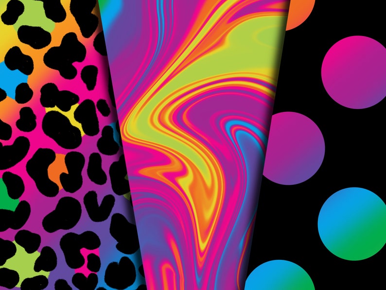 Retro Rainbow Digital Paper: 90's Hand-drawn Patterns (digital Download ...