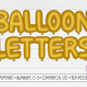 Yellow Gold Balloon Alphabet, Commercial Use, Instant Download, Party ...