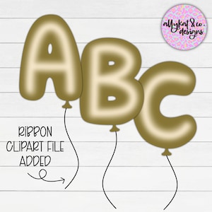 Gold Balloon Alphabet, Commercial Use, Instant Download, Party Balloon ...