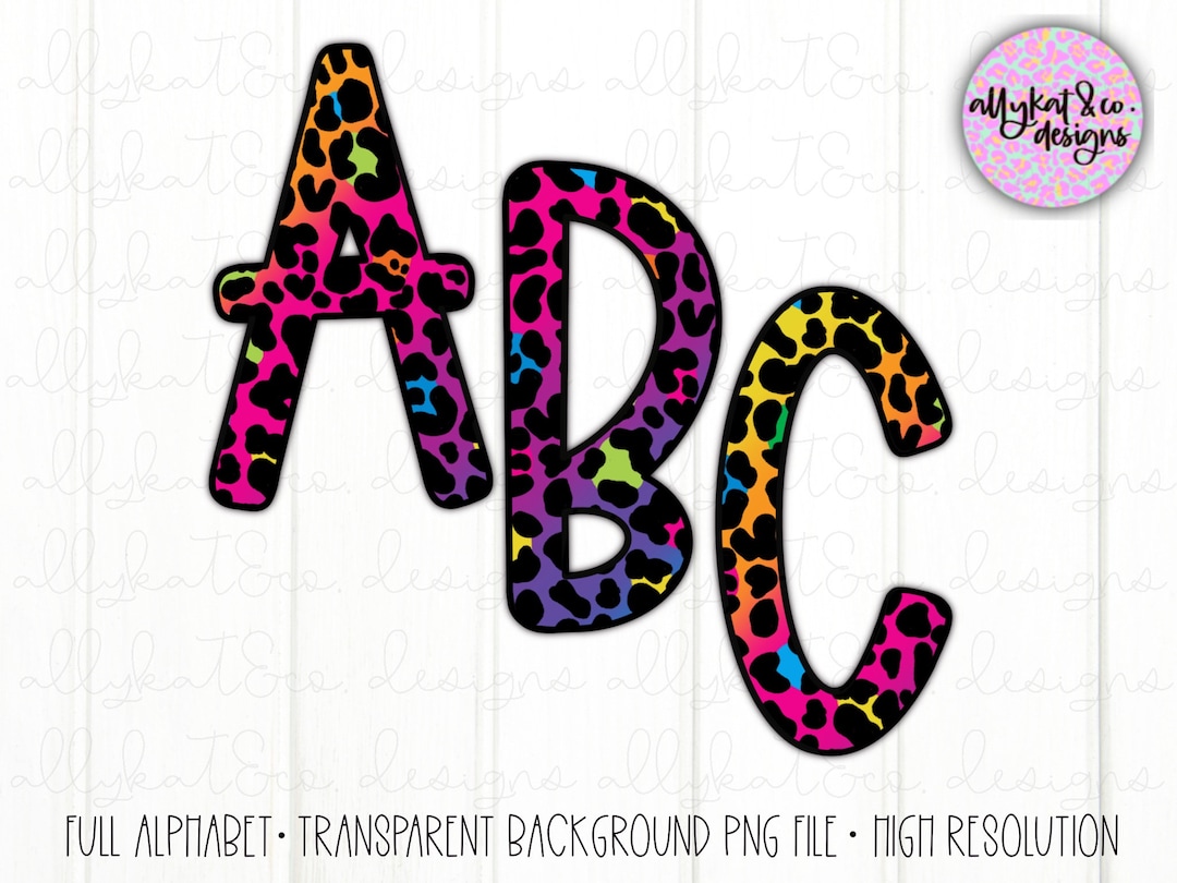 Rainbow Leopard Sublimation Alphabet: Doodle Letters (PNG Files) - Etsy