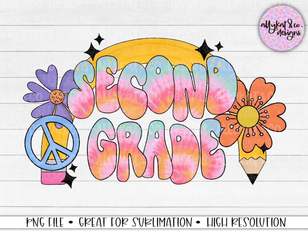 Second Grade PNG, Back to School Sublimation Design, Pencil Rainbow ...