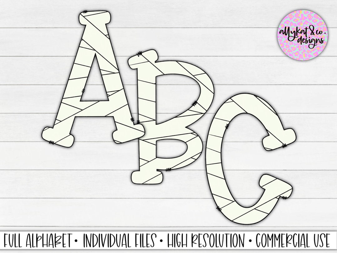 Mummy Sublimation Alphabet, Sublimation Letters, A-Z Upper Case Full ...