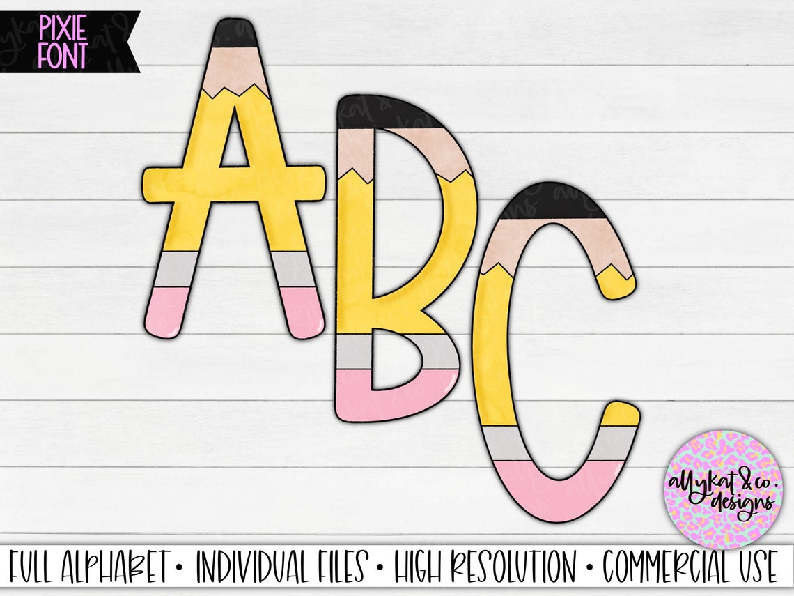 Pencil Doodle Letters Alphabet PNG Sublimation Letters A-Z - Etsy