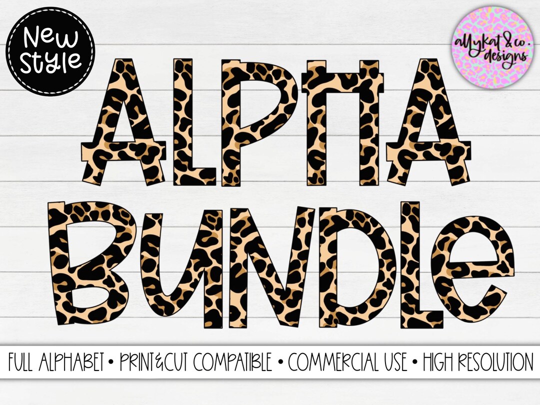 Leopard Print Doodle Alphabet Letters PNG Bundle, Hand Drawn Doodle ...