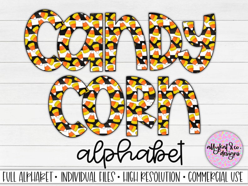 Candy Corn Doodle Letters Alphabet PNG Sublimation Letters - Etsy