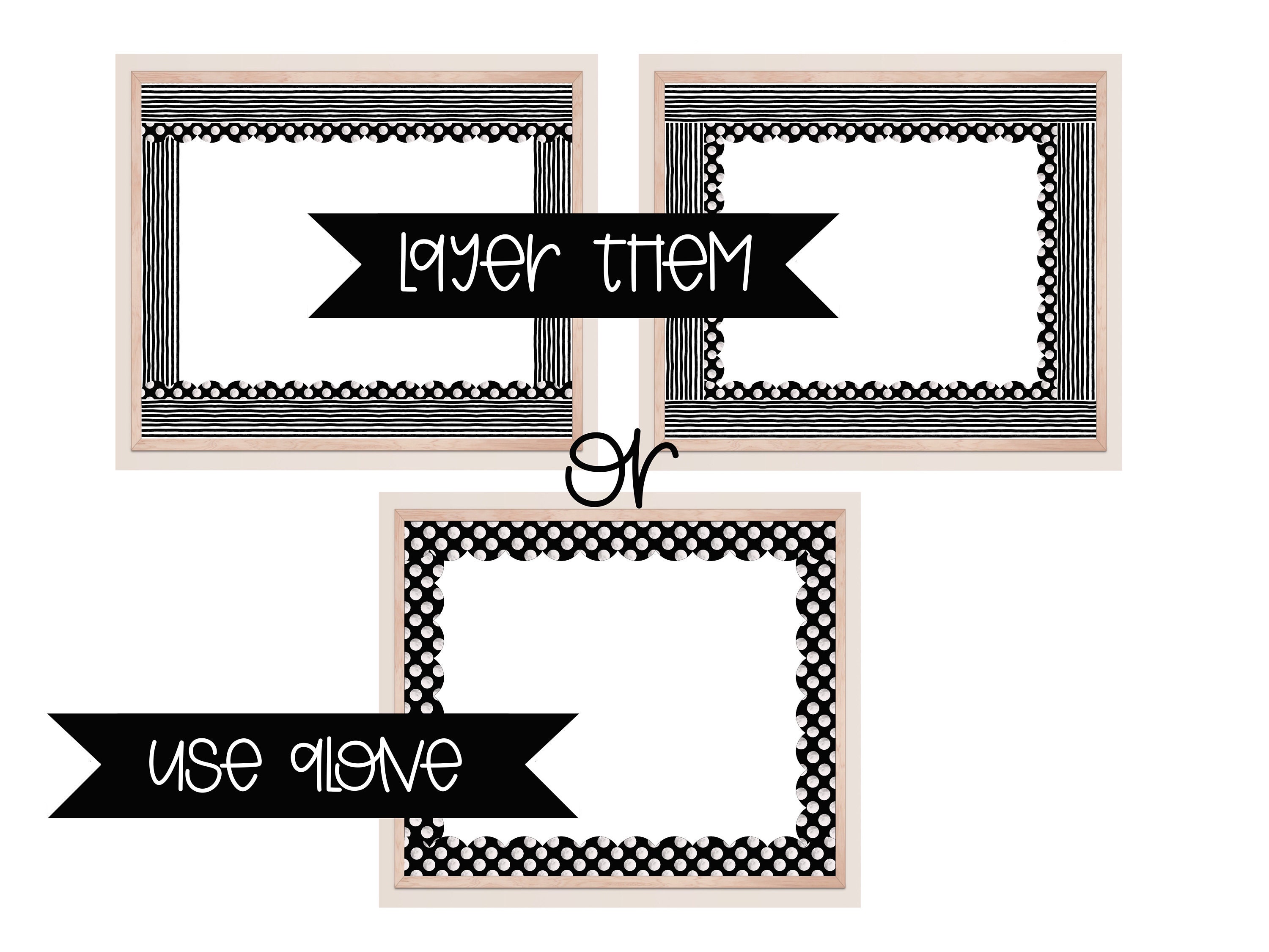 Printable Bulletin Board Borders: Black & White Classroom Decor (PDF ...