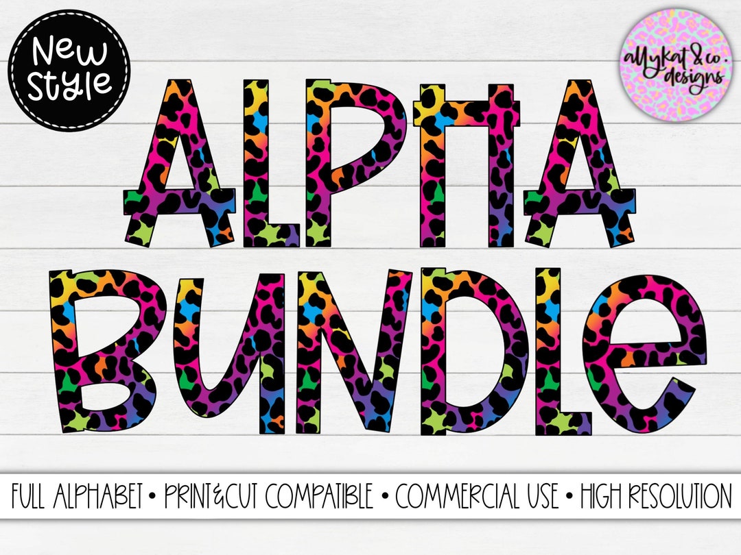 Leopard Print Doodle Alphabet PNG Bundle: Sublimation Designs (digital ...