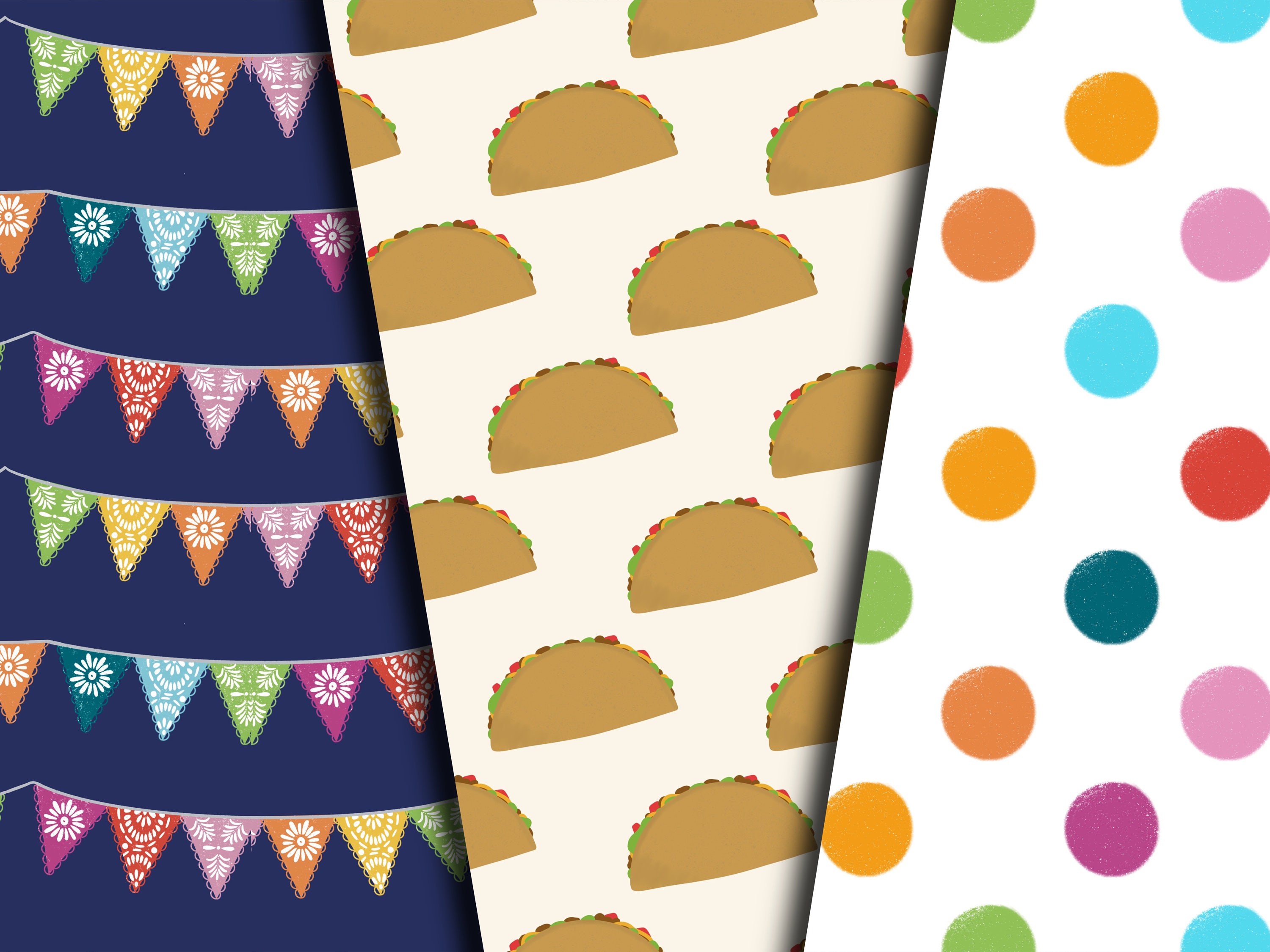Fiesta Digital Papers Taco Tuesday Hand Drawn Pattern - Etsy