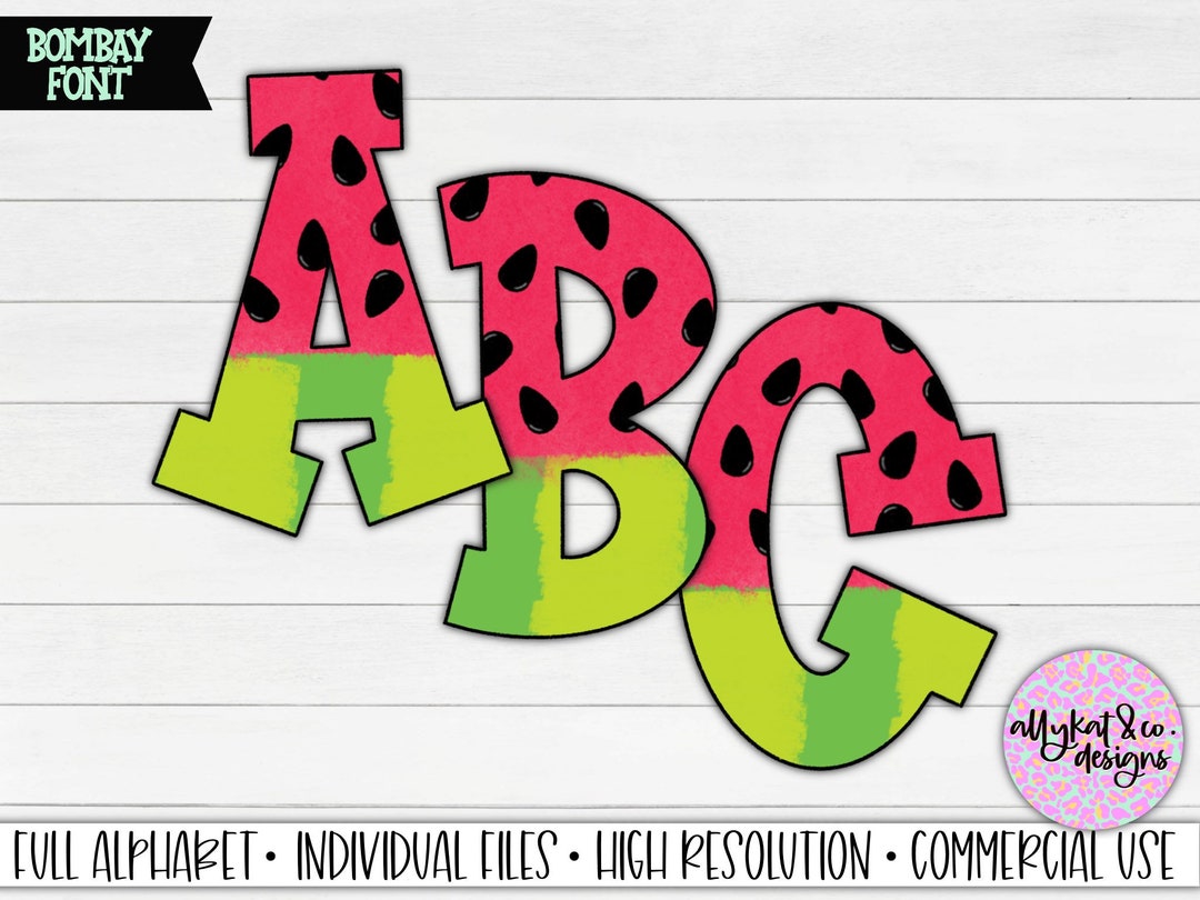 Watercolor Watermelon Sublimation Alphabet, Sublimation Letters, A-Z ...