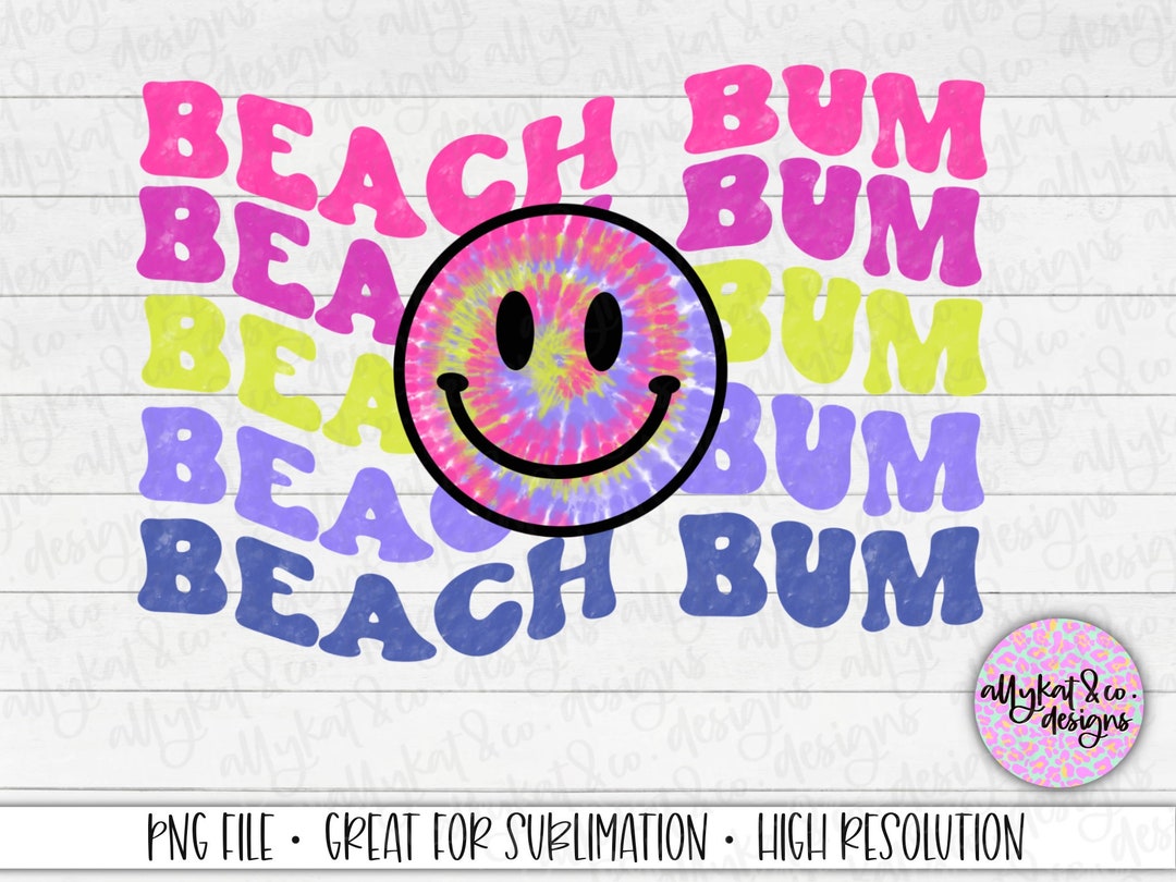 Beach Bum PNG: Retro Tie Dye Smiley Face (digital Download) - Etsy
