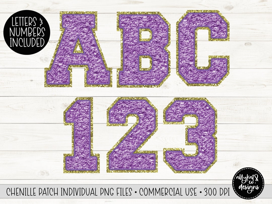 Faux Purple Chenille Patch PNG Files, Varsity Letters and Numbers PNG ...