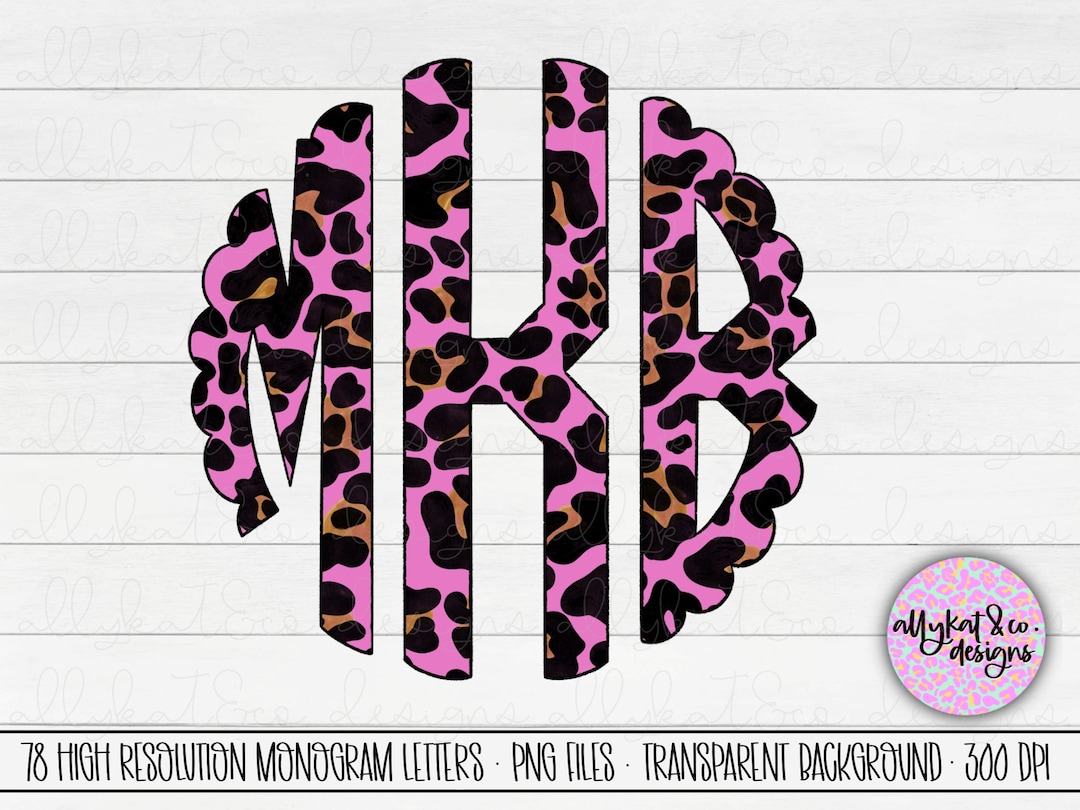 Pink Leopard Print Scallop Monogram Letters (PNG Digital Download) - Etsy