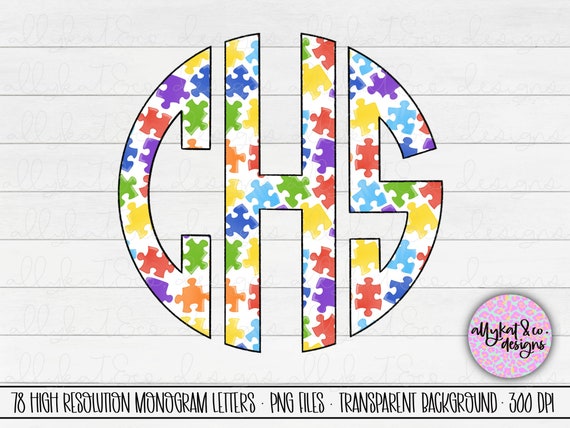 Puzzle Piece Sublimation Monogram Autism Awareness Monogram - Etsy UK