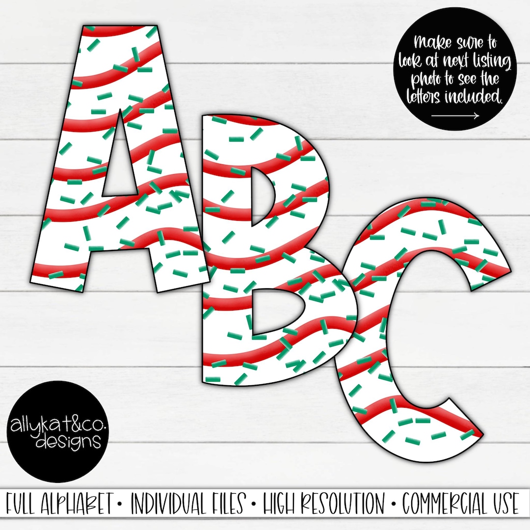 Christmas Cake Doodle Letters Alphabet PNG: Holiday Font (digital ...