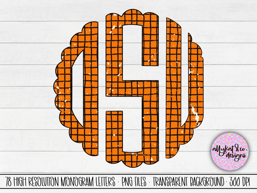 Vintage Orange and Black Monogram, Halloween Monogram, A-Z Monogram ...