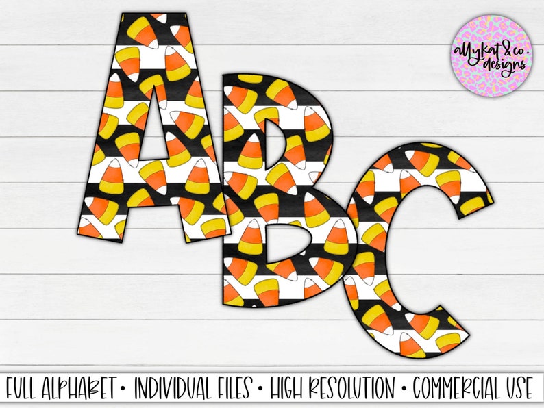 Candy Corn Doodle Letters Alphabet PNG Sublimation Letters - Etsy