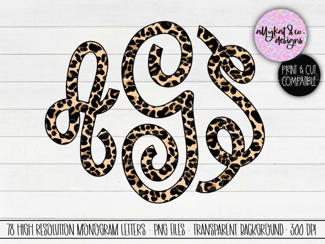 Leopard Print Script Monogram Letters (PNG Digital Download) - Etsy