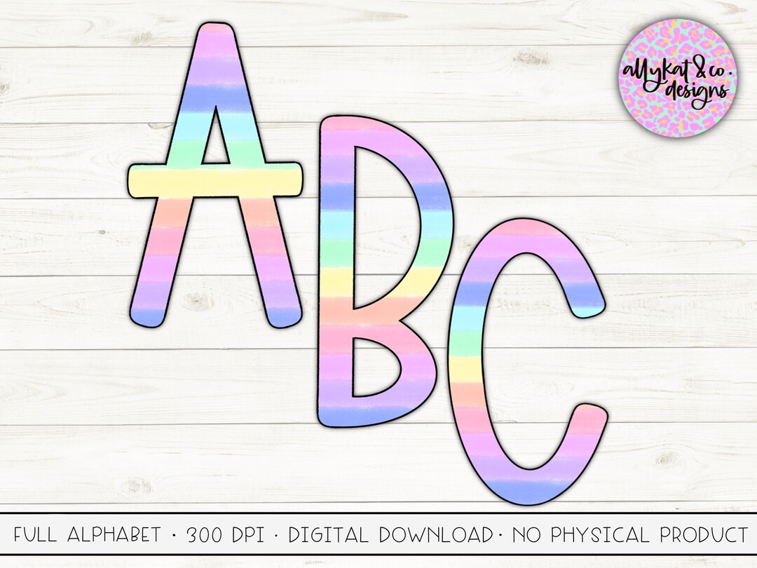 Easter Pastel Stripes Sublimation Alphabet, Sublimation Letters, A-Z ...