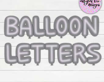 Silver Balloon Alphabet Clip Art, Silver Balloon Letters, Silver Foil ...