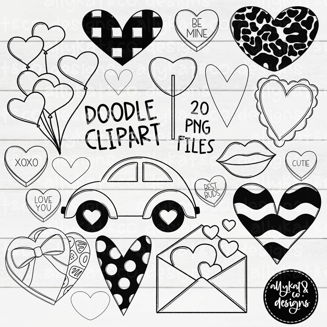 Valentine’s Day Doodle Clipart | Hand Drawn Clipart | Doodle Clipart ...