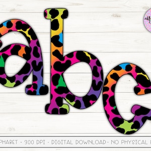 Rainbow Leopard Sublimation Alphabet, Sublimation Letters, A-Z Lower ...