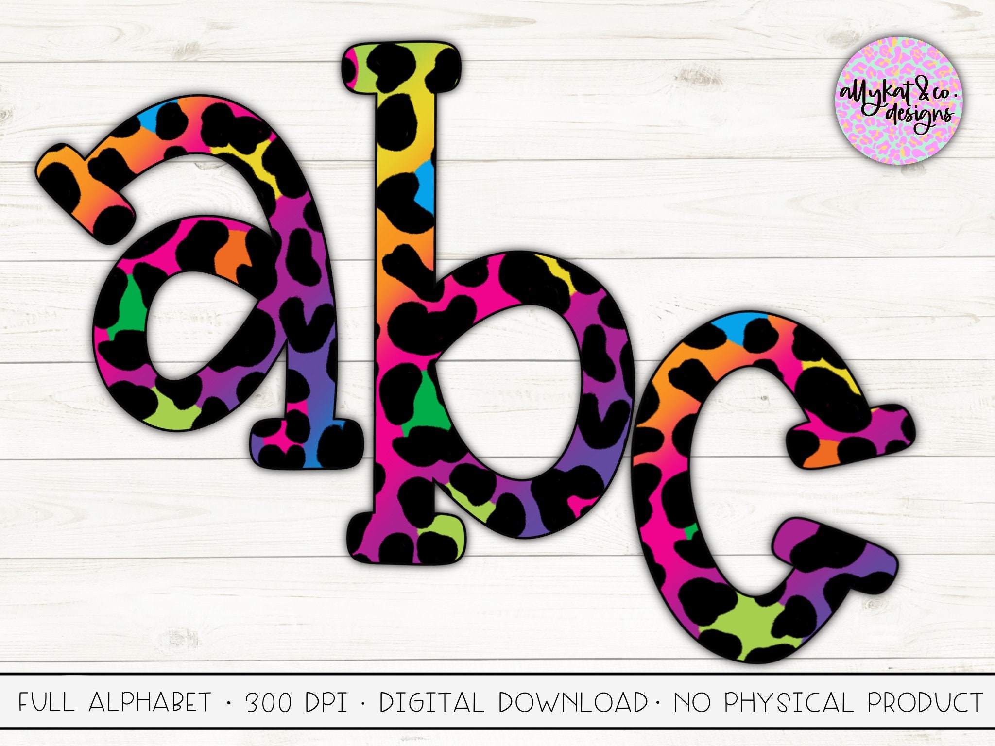 Rainbow Leopard Sublimation Alphabet Sublimation Letters A-Z - Etsy