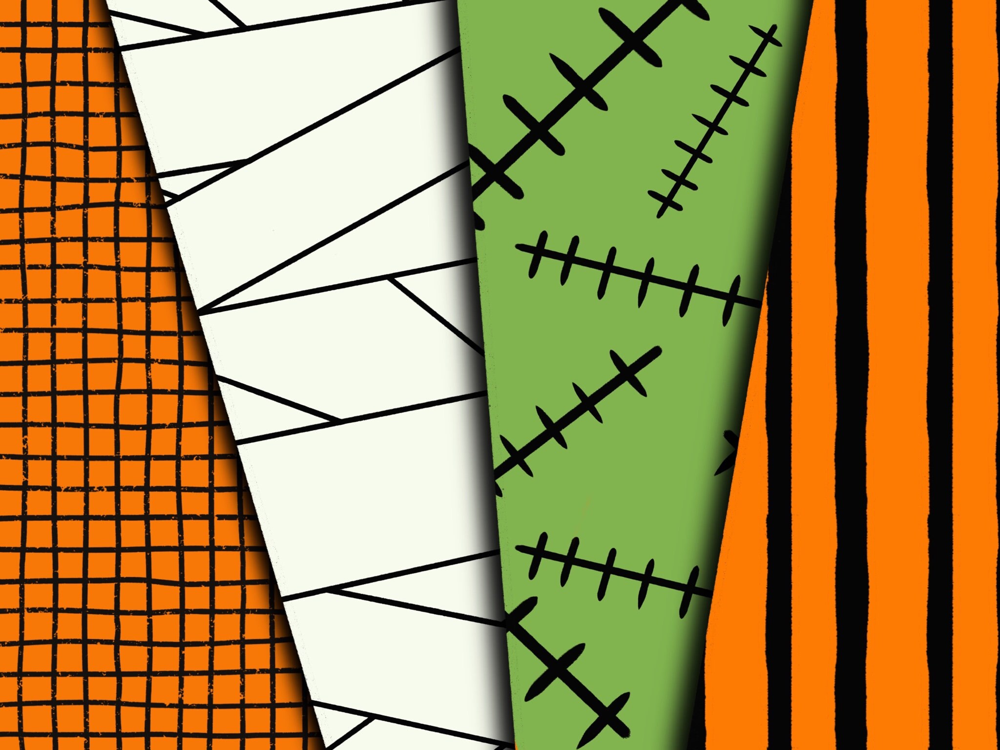 Halloween Digital Papers Hand Drawn Pattern Digital - Etsy