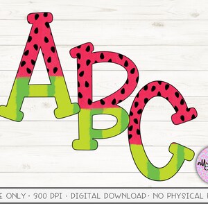 Watermelon Sublimation Alphabet | Sublimation Letters | A-Z Upper Case ...