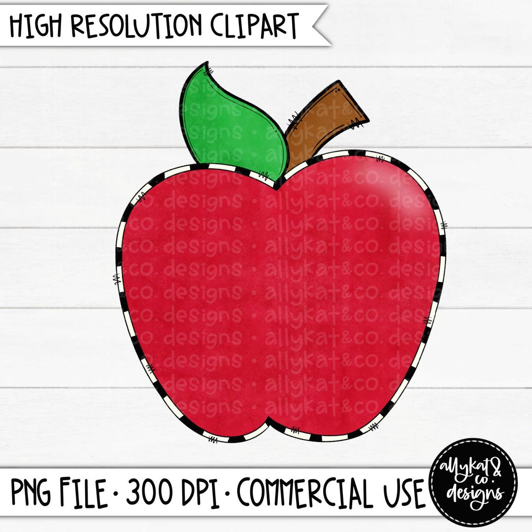 Apple Clipart | Hand Drawn Clipart | School Supplies PNG | Back to ...