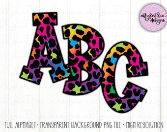 Rainbow Leopard Sublimation Alphabet Sublimation Letters A-Z | Etsy