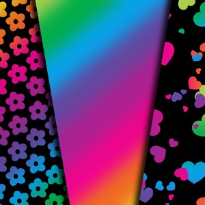 Retro Rainbow Pattern Digital Papers, Hand Drawn Patterns, Digital ...