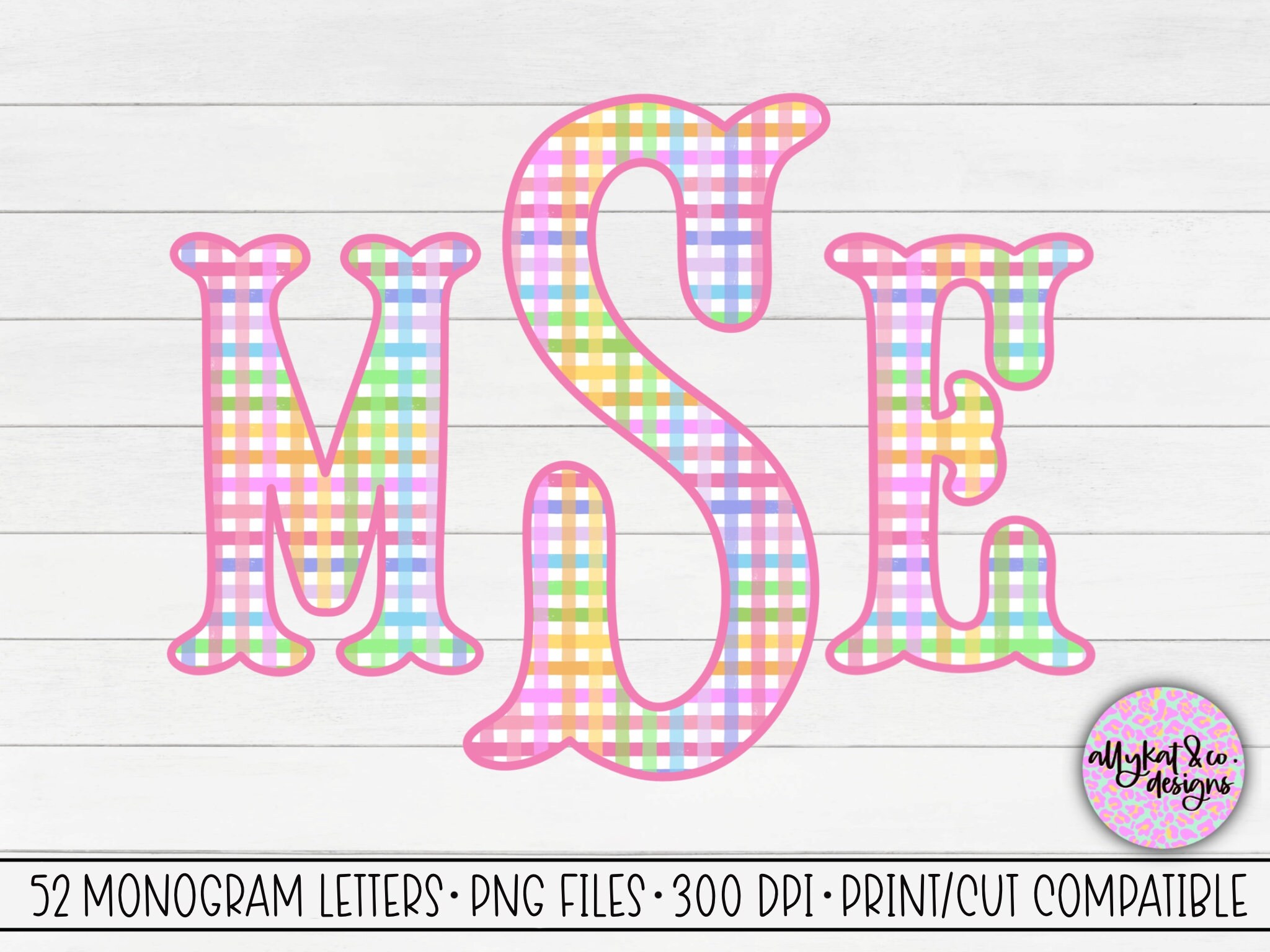 Spring Pastel Gingham Monogram Gingham Monogram PNG Fishtail - Etsy