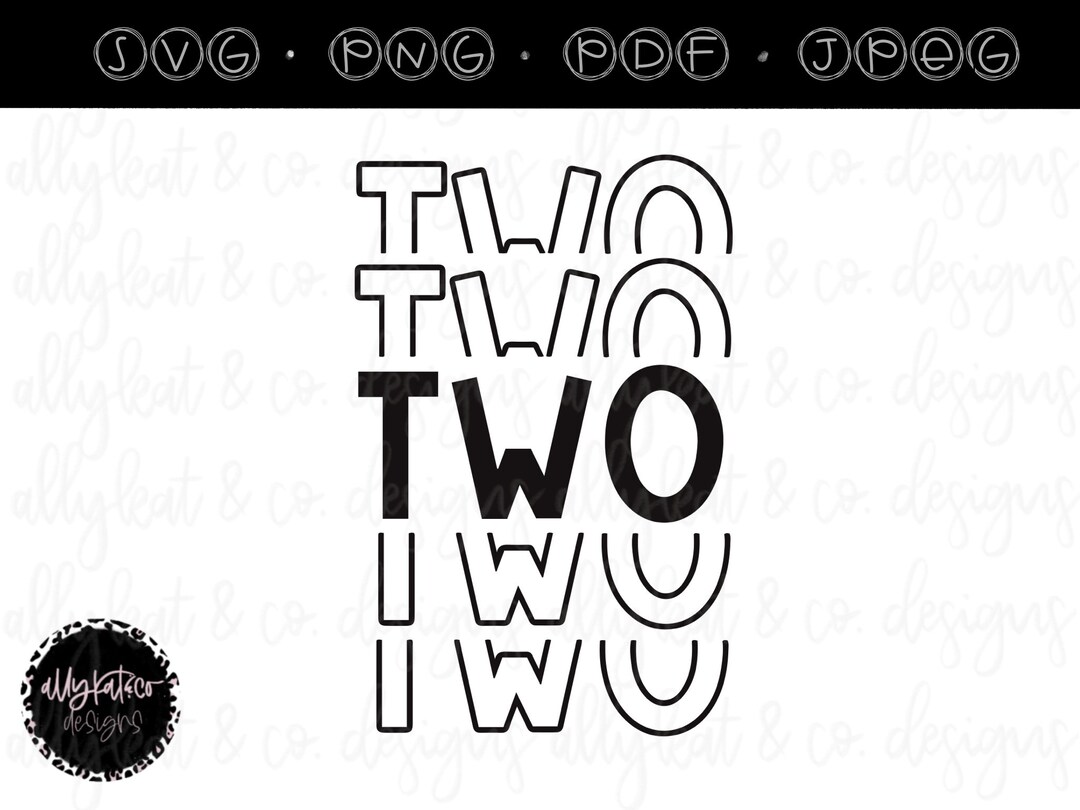 Mirrored Font Birthday Number 2 , Birthday Number Shirt, Stacked Number ...
