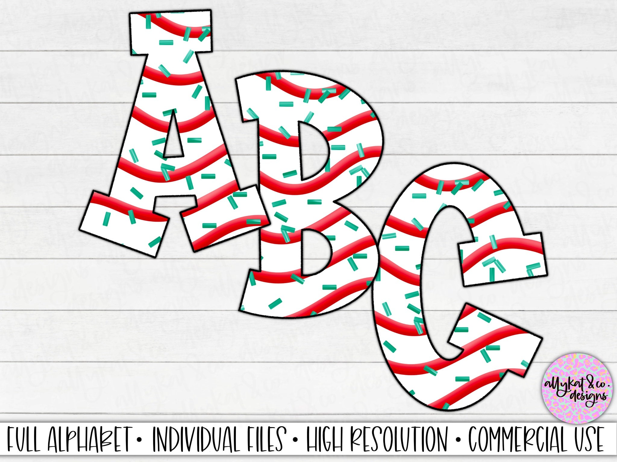 Christmas Tree Cake Sublimation Alphabet Letters (PNG Digital Download ...