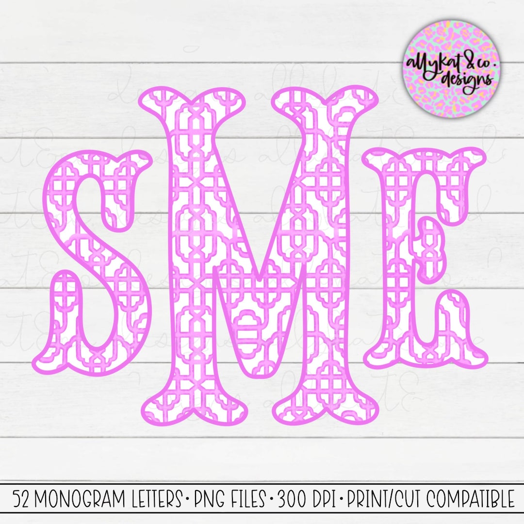 Pink Trellis Monogram, Pink Garden Trellis Monogram, Preppy Grand ...